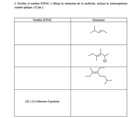 Solved I Write The IUPAC Name Or Draw The Structure Of The Chegg Com