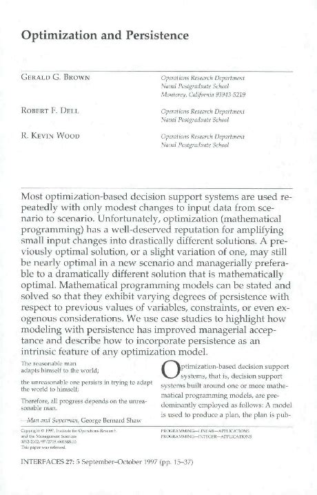 Pdf Optimization And Persistence