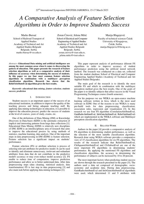 Pdf A Comparative Analysis Of Feature Selection Algorithms In Order