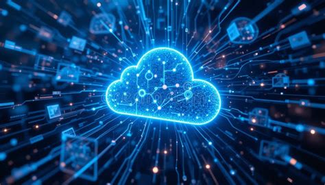Abstract Digital Cloud Computing Network Data Flow System Visualization Stock Illustration
