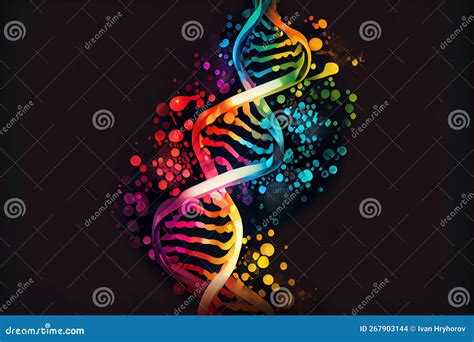 Rainbow Colored Abstract Dna Structure Ai Generated Colorful Background Wallpaper Stock