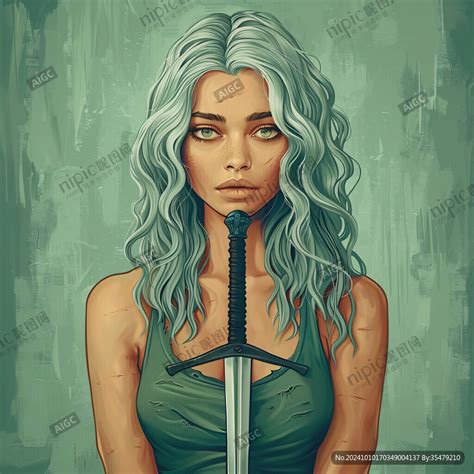 Ai创作图数字美女插画 写实人物插画 酷女孩插画 数字肖像插画 美女潮流插画 少女海报插画 潮流插画美女人物插画 人物头像美女插画 蓝色女孩