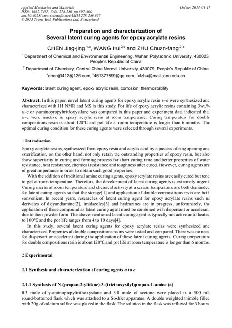 Preparation And Characterization Of Several Latent Curing Agents For Epoxy Acrylate Resins