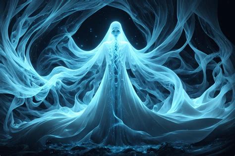 Premium Ai Image Spectral Figure Being Formed By Blue Fluids