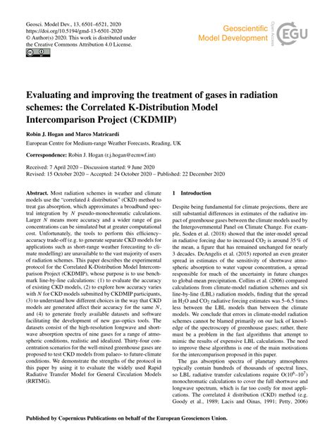 Pdf Evaluating And Improving The Treatment Of Gases In Radiation