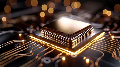 Illustration Showcasing Virtual Prototyping Techniques For Chip Design In A Close Up Futuristic