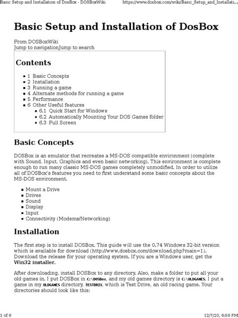 Basic Setup And Installation Of Dosbox Win32 Installer Pdf