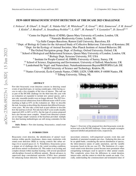 Pdf Few Shot Bioacoustic Event Detection At The Dcase 2023 Challenge