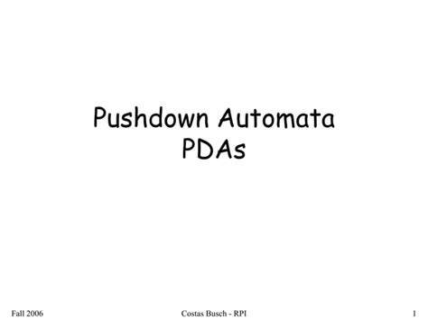 pushdown automata ppt