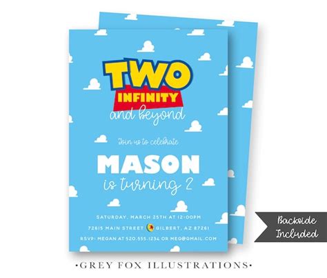 Toy Story Invitation 2nd Birthday Two Infinity And Beyond Buzz Lightyear Invites Toy Story