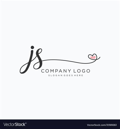Js Initial Handwriting Logo Design Royalty Free Vector Image
