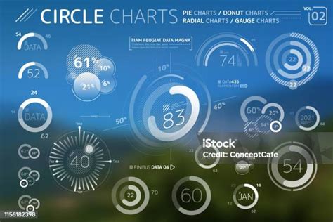 서클 차트 원형 차트 도넛 차트 및 방사형 차트 인포그래픽 요소 개발에 대한 스톡 벡터 아트 및 기타 이미지 개발 구매