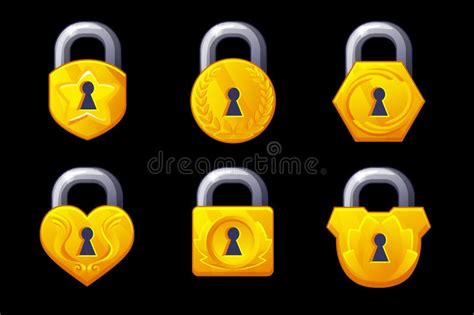 Golden Padlock Icons Vector Padlocks Stock Vector Illustration Of Unlock Object 291832311