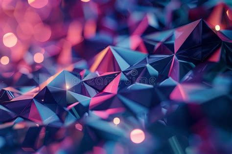 Digital Ai Illustration Made Of Glowing 3d Triangular Polygons Stock