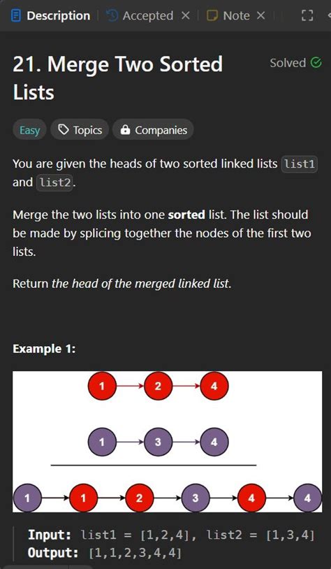 🎯 Solved Leetcode 21 Merge Two Sorted Lists Karthik Thammineni