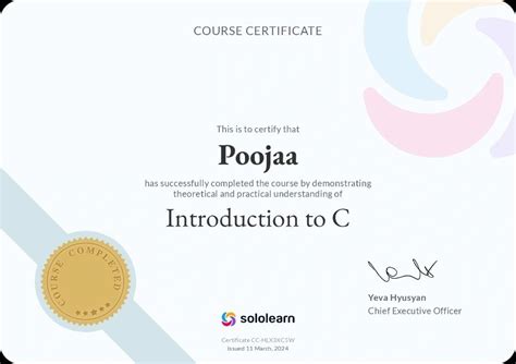 Poojaa Sivakumar On Linkedin Cprogramming Sololearn Certification Programmingjourney