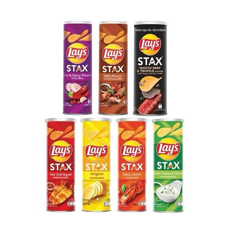 Lays Stax Potato Snack Can Of All Flavors 100g