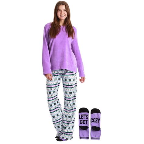 Just Love Plush Womens Pajama Pant Set With Matching Socks With