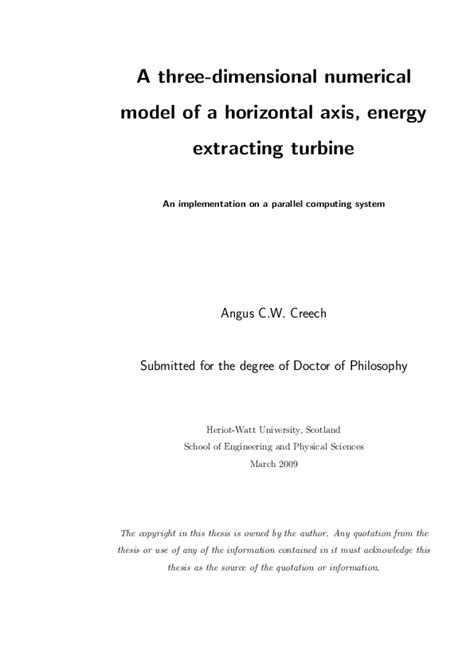 Pdf 3d Model For Tidal Turbine Simulation