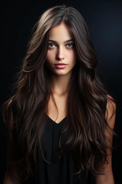 Premium Ai Image Young Model Woman With Long Straight Hair