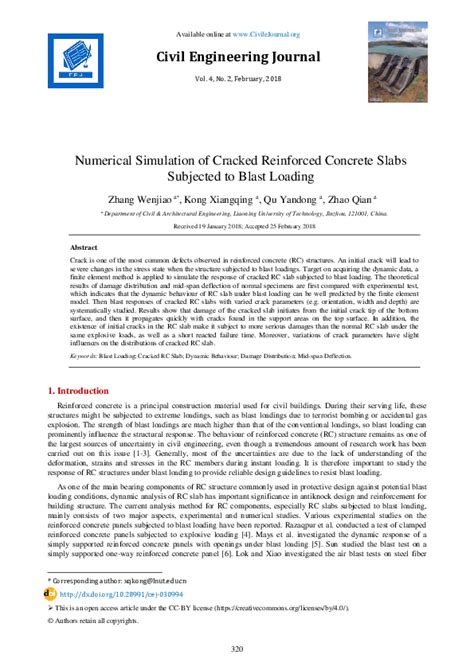 Pdf Numerical Simulation Of Cracked Reinforced Concrete Slabs