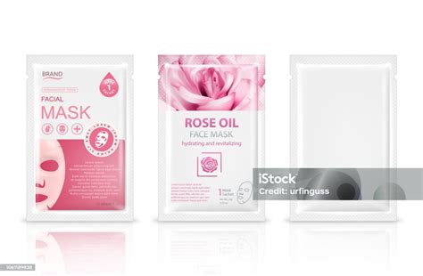 페이셜 시트 마스크 향 주머니 패키지 이랑 설정합니다 벡터 현실적인 그림을 흰색 배경에 고립입니다 페이셜 마스크에 대한 스톡 벡터 아트 및 기타 이미지 Istock