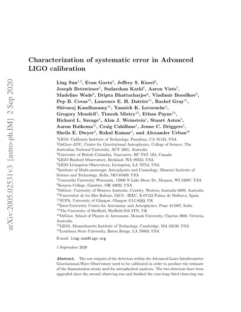 pdf characterization of systematic error in advanced ligo calibration