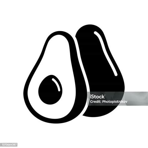 아보카도 아이콘 전체와 흰색 배경에 고립 된 절반 씨앗 음식 아이콘 아보카도 과일 건강한 라이프 스타일을위한 여름 과일 유기농 과일 벡터 일러스트레이션 아보카도에 대한 스톡