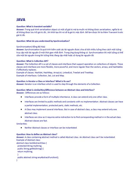 Java Core Interview Pdf Method Computer Programming Inheritance