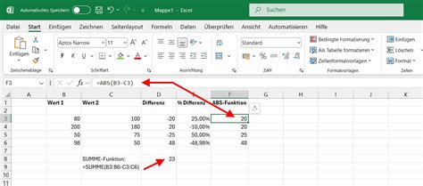 Differenz Mit Excel Berechnen Einfache Anleitung