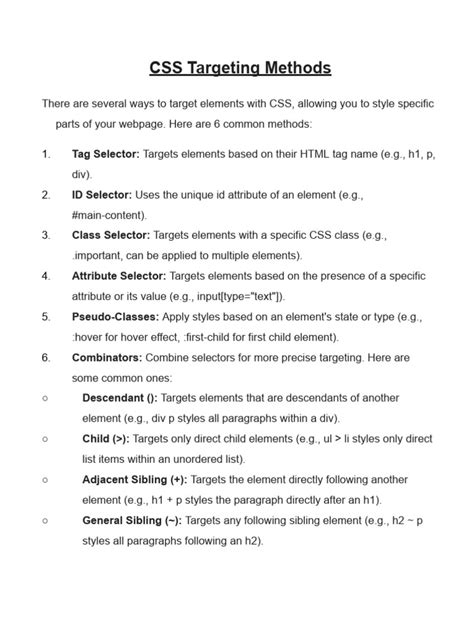 Css Targetting And Basic Styles Download Free Pdf Html Element Web