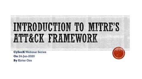Introduction To MITREs ATT CK Framework Pdf