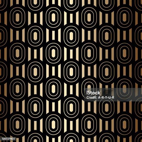 아르 데코 스타일의 타원형과 줄무늬 블랙과 골드 컬러의 골든 럭셔리 원피스 패턴 0명에 대한 스톡 벡터 아트 및 기타 이미지 0명 금선세공 기하 도형 Istock
