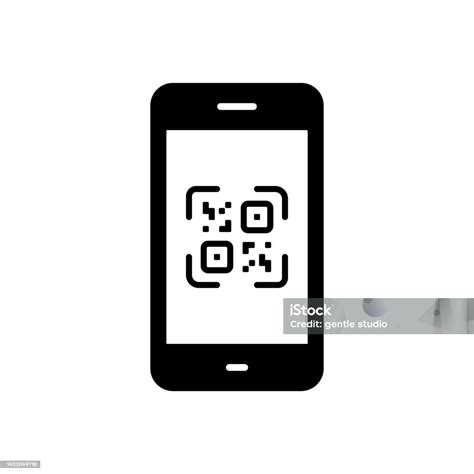 휴대 전화 실루엣 아이콘의 Qr 코드 사각형 Qrcode 앱 스캐너 스마트 폰 글리프 픽토그램 흰색 배경에 장치 기호에서 바코드 지불 응용 프로그램을 검색합니다 격리된 벡터