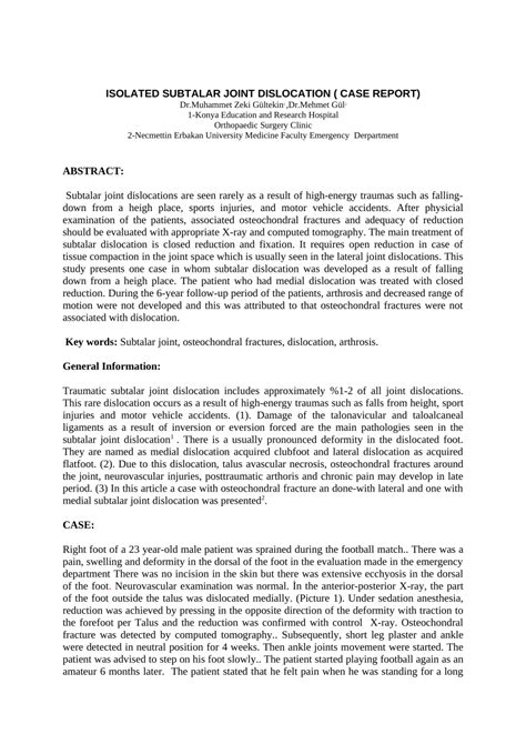 Pdf Isolated Subtalar Joint Dislocation Case Report