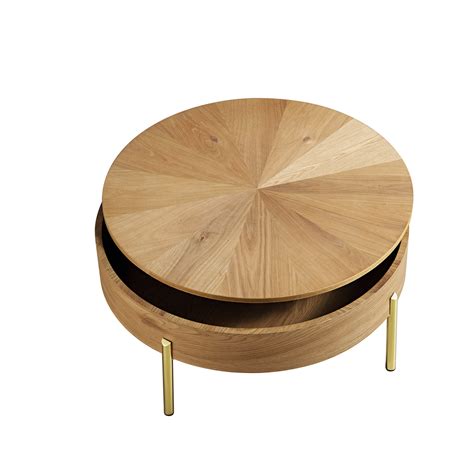 Bohdi Oak Round Rotating Coffee Table Daals