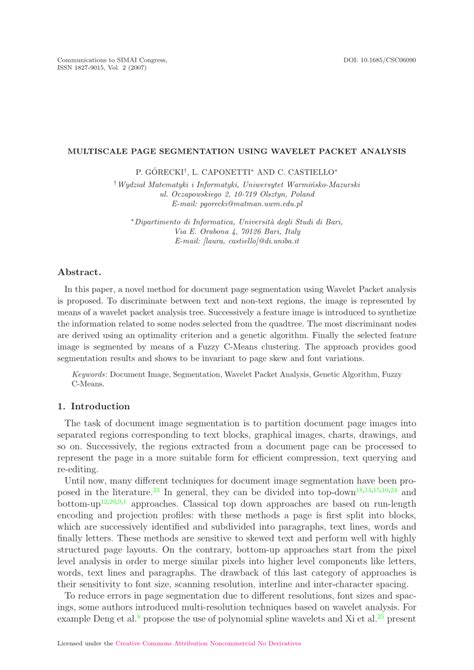 Pdf Multiscale Page Segmentation Using Wavelet Packet Analysis