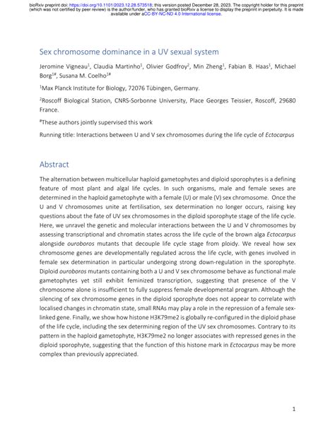 Pdf Sex Chromosome Dominance In A Uv Sexual System
