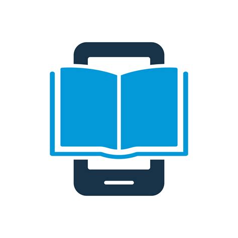 Ebook Silhouette Icon On Mobile Phone Electronic Book Device For