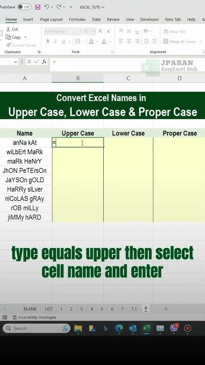 Convert Names In Excel Using Upper Case Lower Case And Proper Case