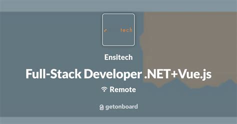 Full Stack Developer Net Vue Js At Ensitech Remote Work From Home Get On Board