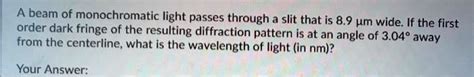Solved A Beam Of Monochromatic Light Passes Through A Slit That Is 8 9 Um Wide If The First