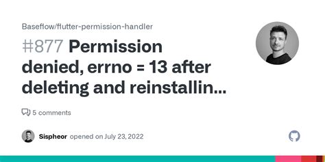 Permission Denied Errno After Deleting And Reinstalling The App Issue Baseflow