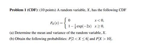 Solved Problem CDF Points A Random Variable X Chegg Com