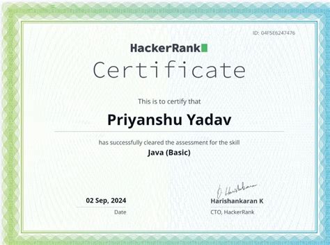 I Received Certification From Hackerrank In Problem Solving Skill As We