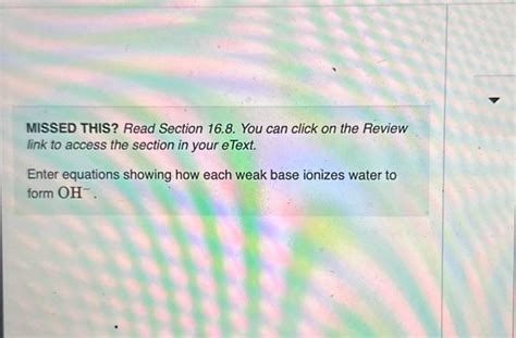 Solved Enter Equations Showing How Each Weak Base Ionizes