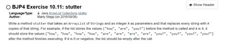 Solved O Show Header O Bjp4 Exercise 1011 Stutter