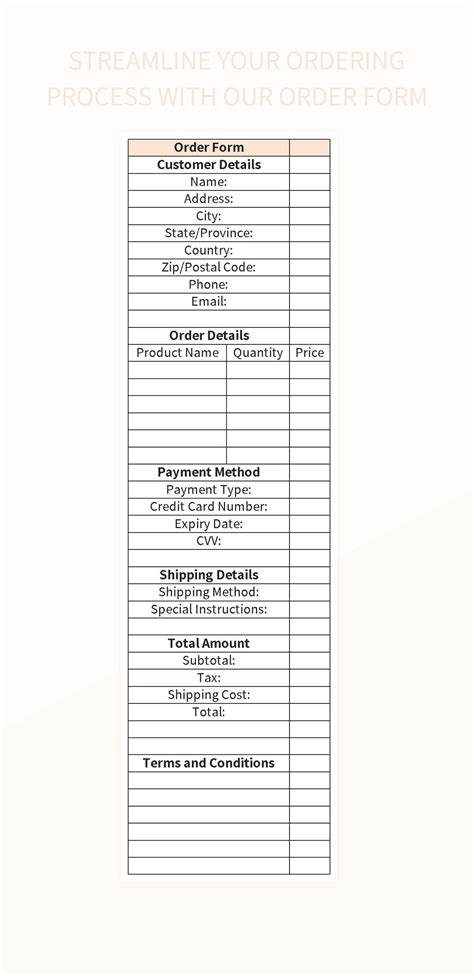 Streamline Your Ordering Process With A Simple Order Form Excel