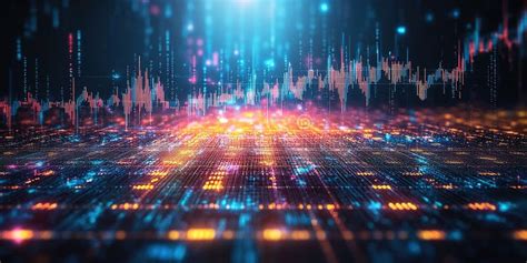 Visualization Of Digital Sound Waves With Vibrant Colors In A Futuristic Setting Stock