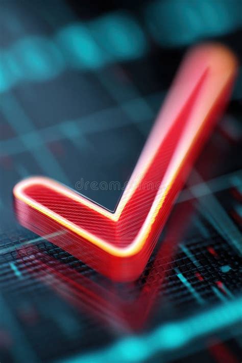 Glowing Red Check Mark Representing Cybersecurity And Data Protection